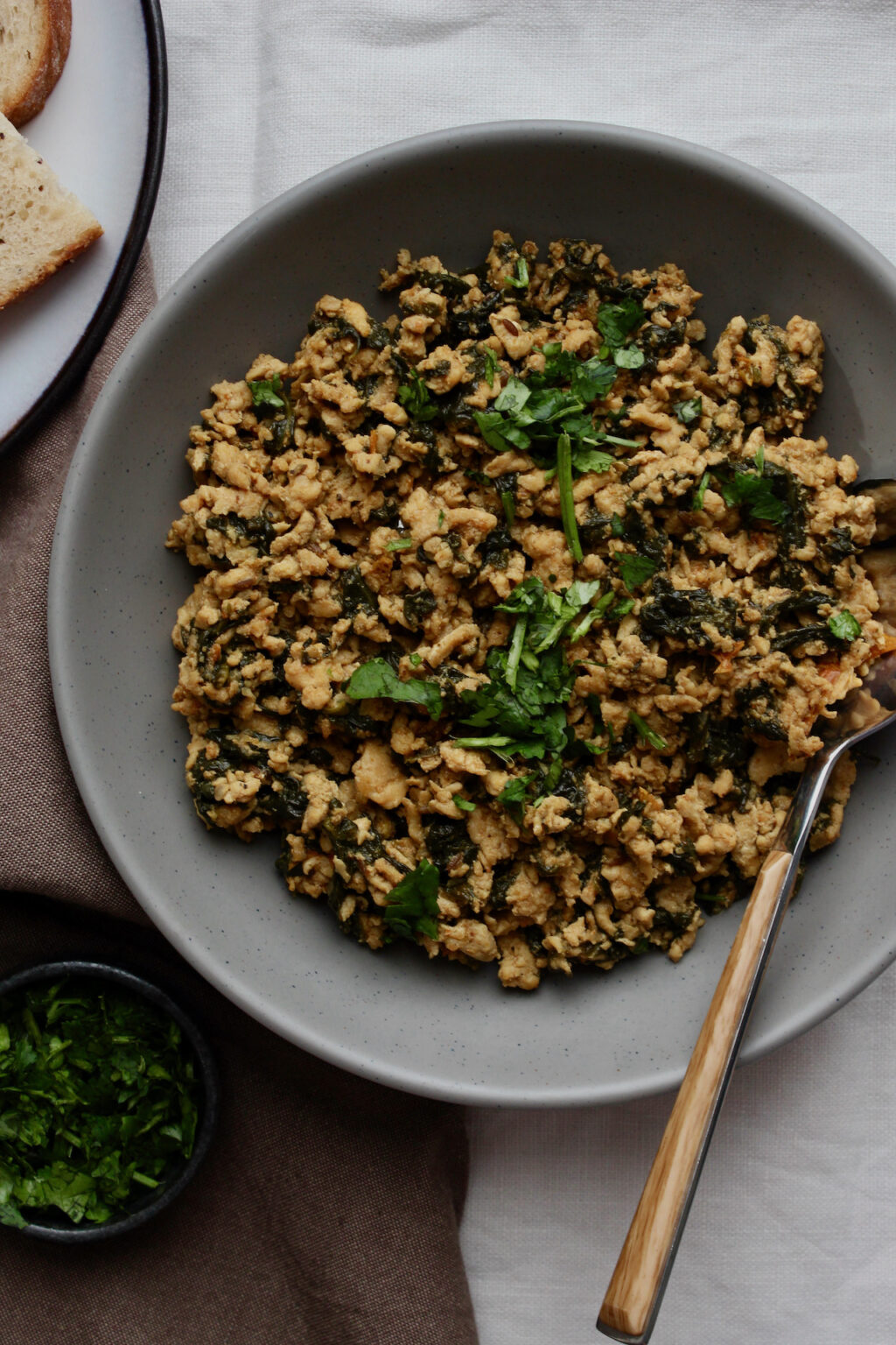 Pakistani Spinach and Minced Chicken Curry / Palak Murgh Keema